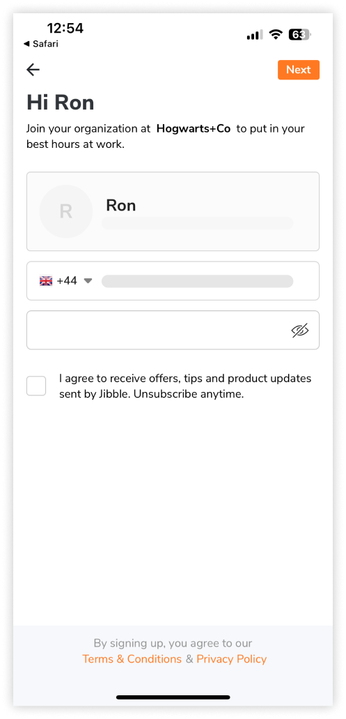 Joining your organization via Jibble's mobile app
