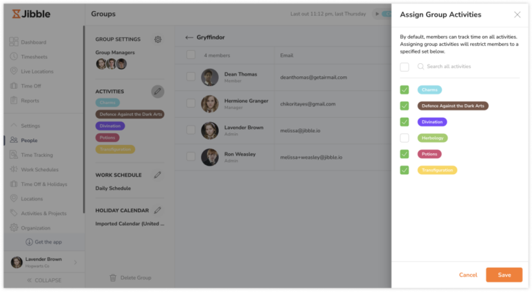 Customizing settings for groups
