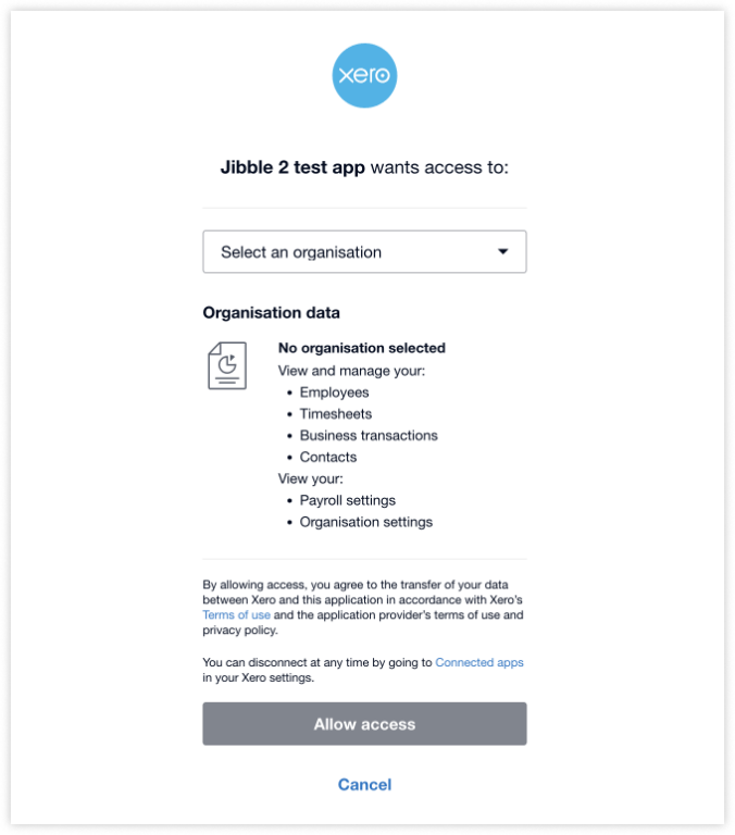 How to connect Xero with Jibble