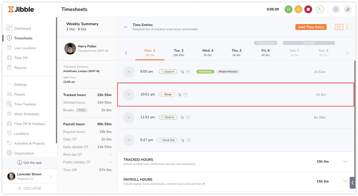 Tracking employee break time | Jibble