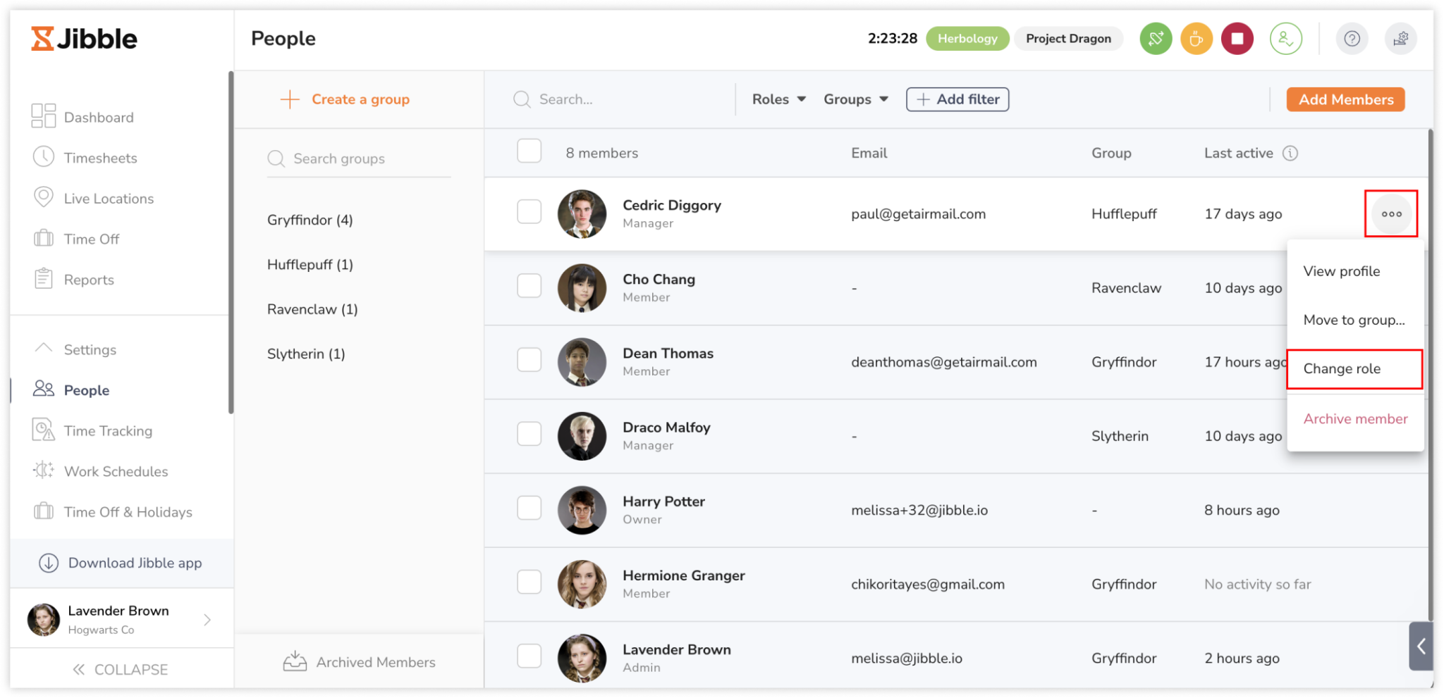 Roles and permissions in Jibble