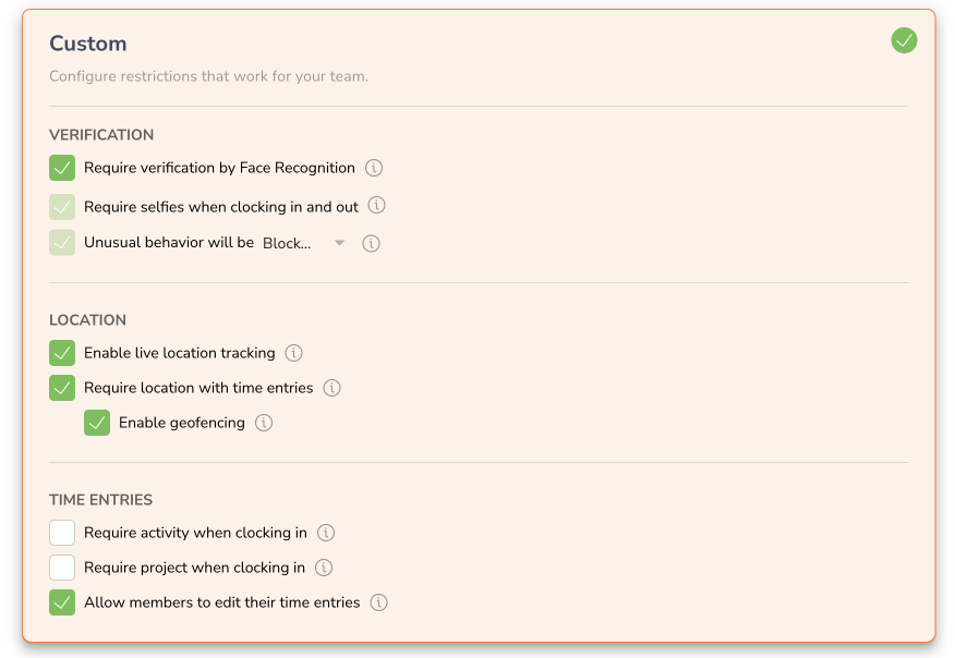 Set up custom time clock restrictions