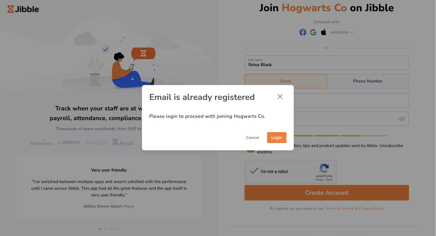 Joining your organization on Jibble
