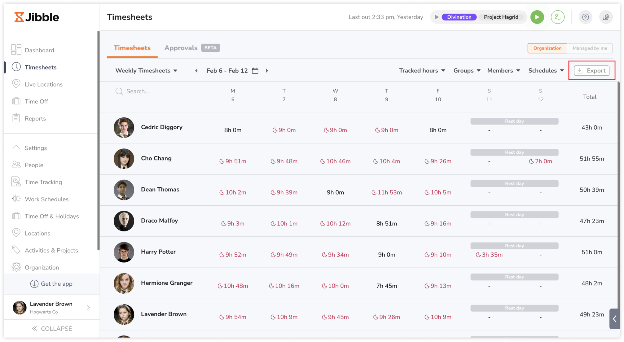 Exporting timesheet reports | Jibble