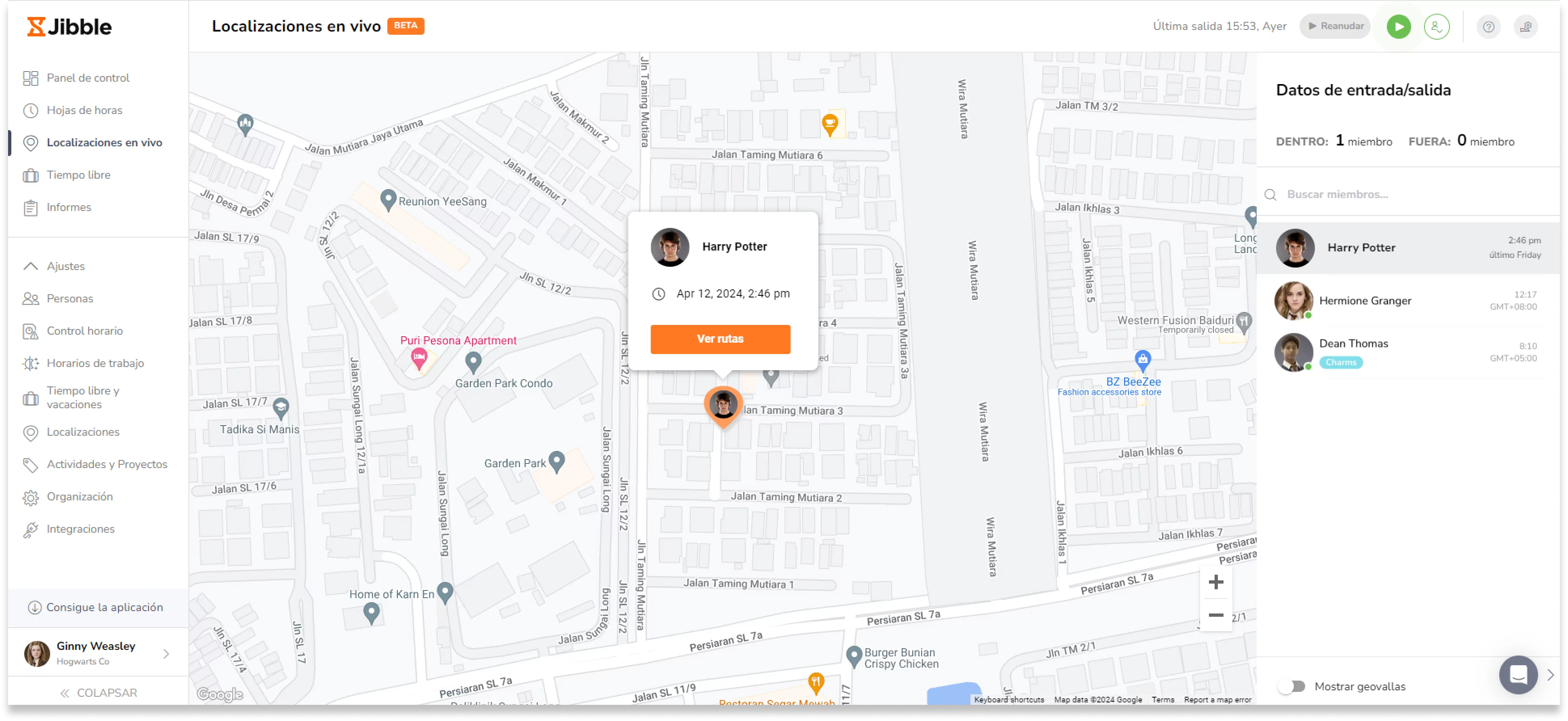 Seguimiento de localización en vivo
