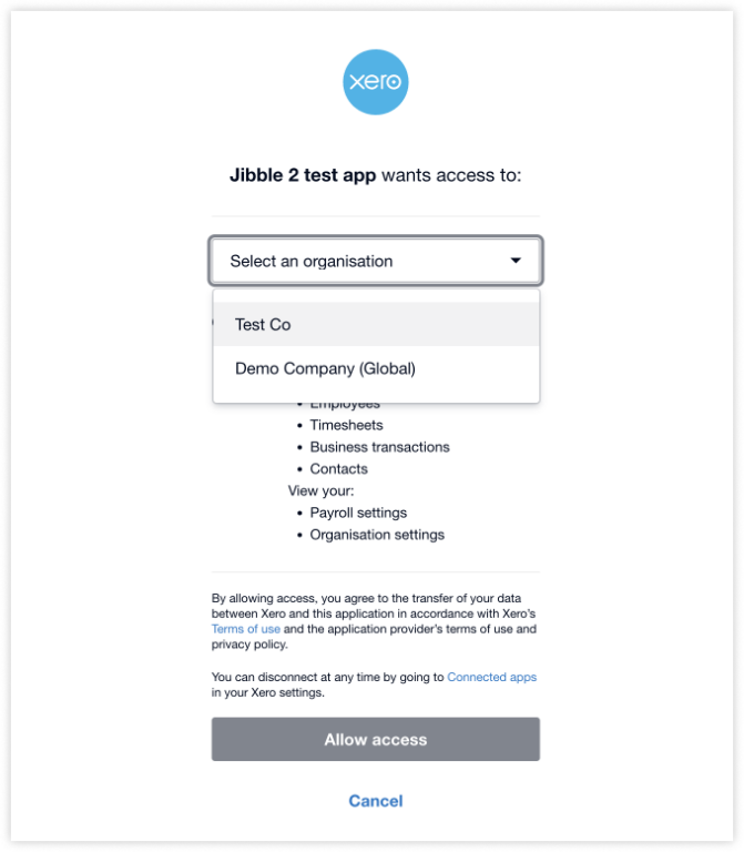 How to connect Xero with Jibble