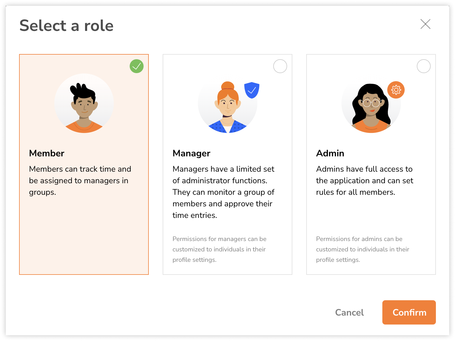 Roles and permissions in Jibble