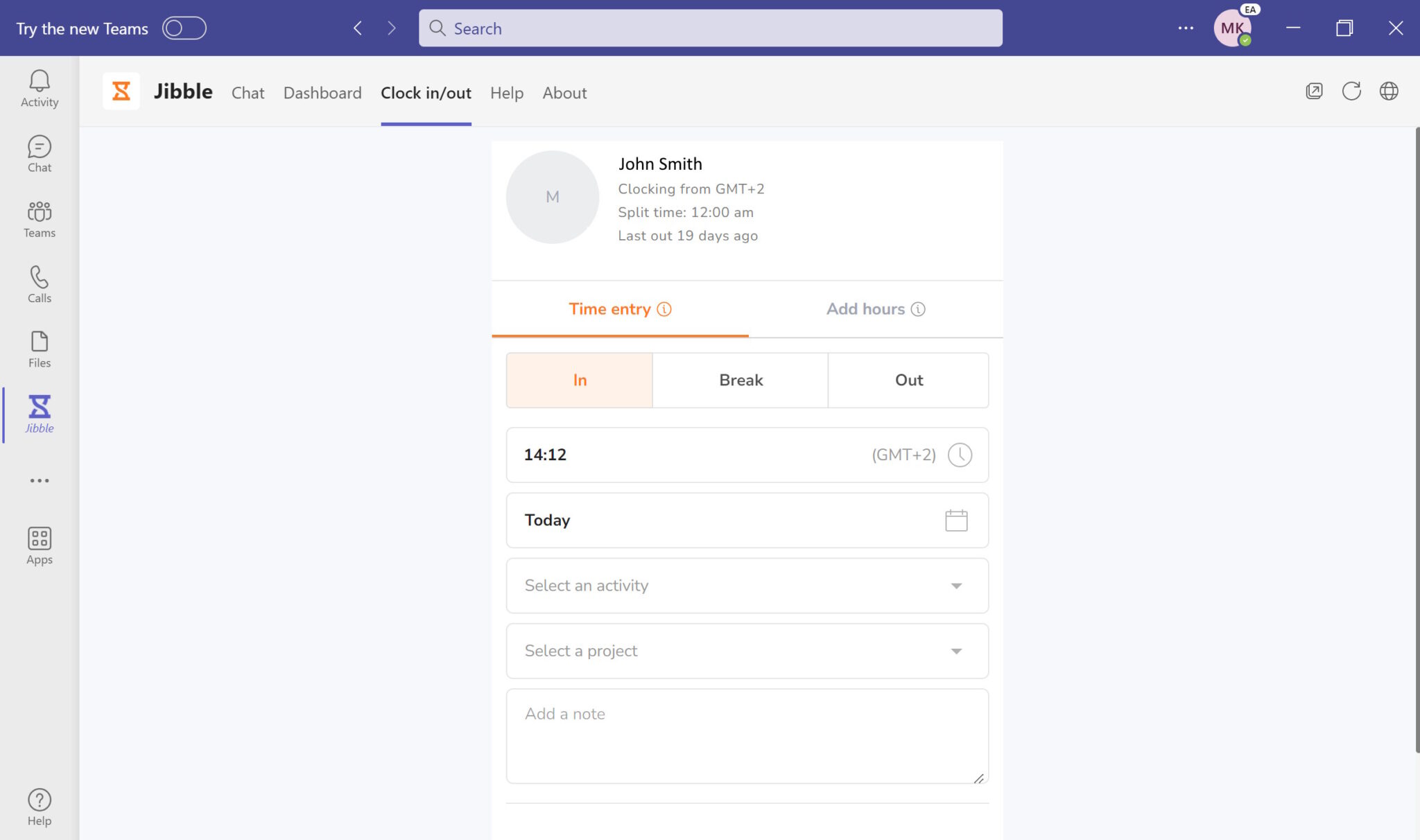 Using Jibble in Microsoft Teams