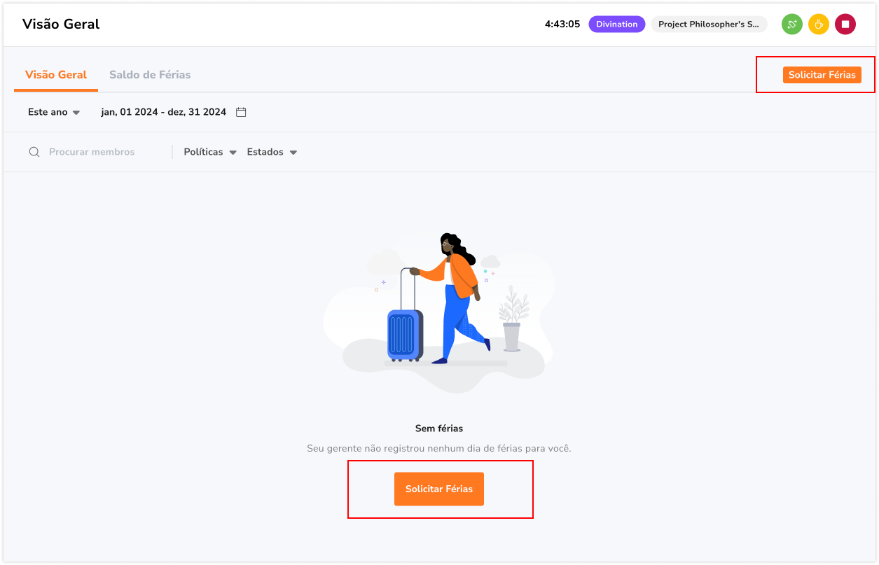 Solicitar e gerenciar férias como membro