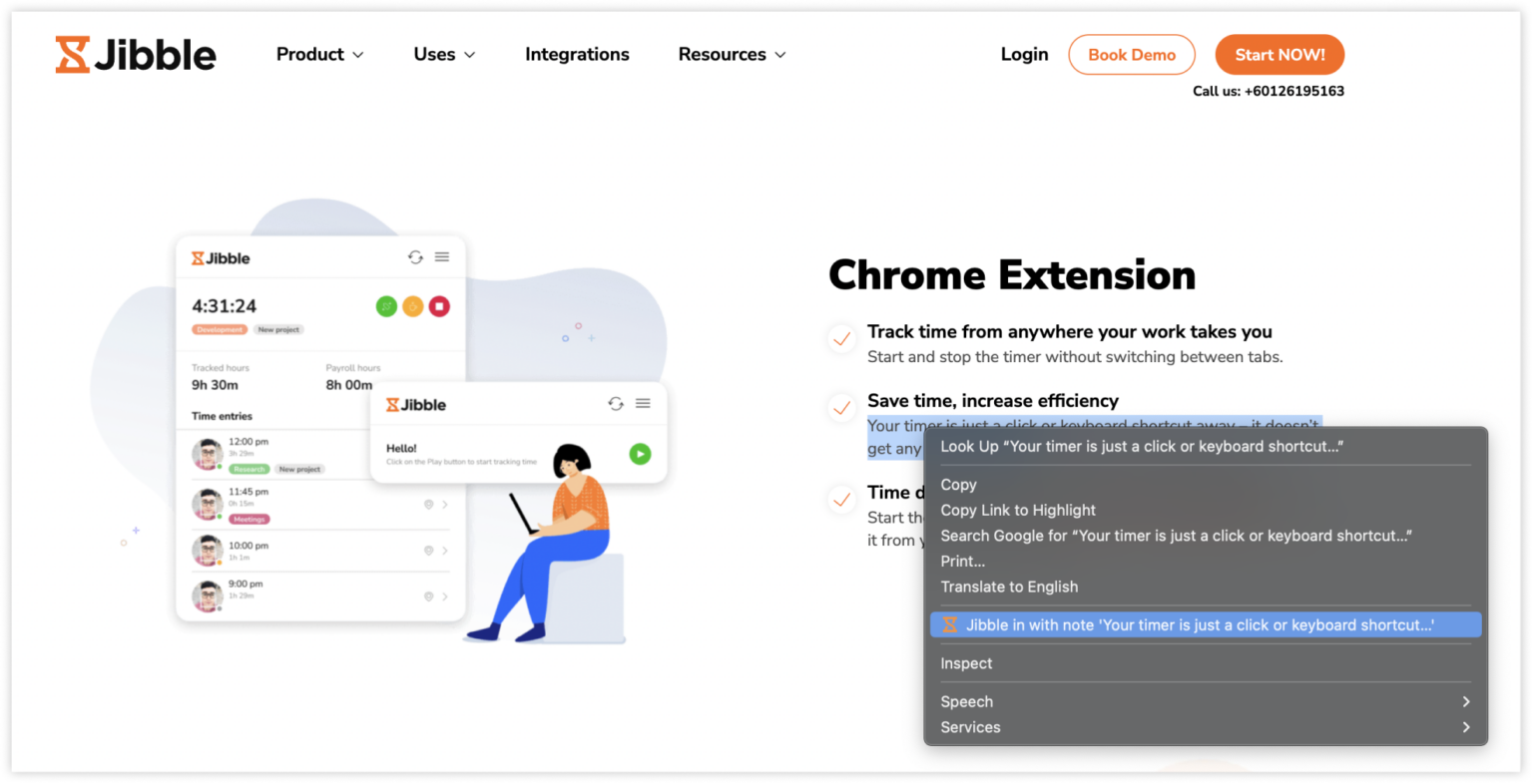 Using Jibble's Chrome Timer Extension