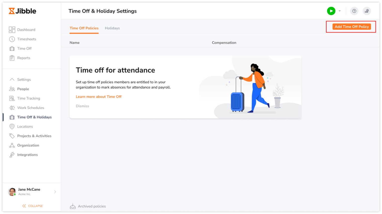 Creating time off policies | Jibble