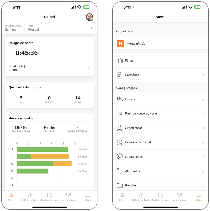 Personalizar configurações de idioma no app móvel do Jibble