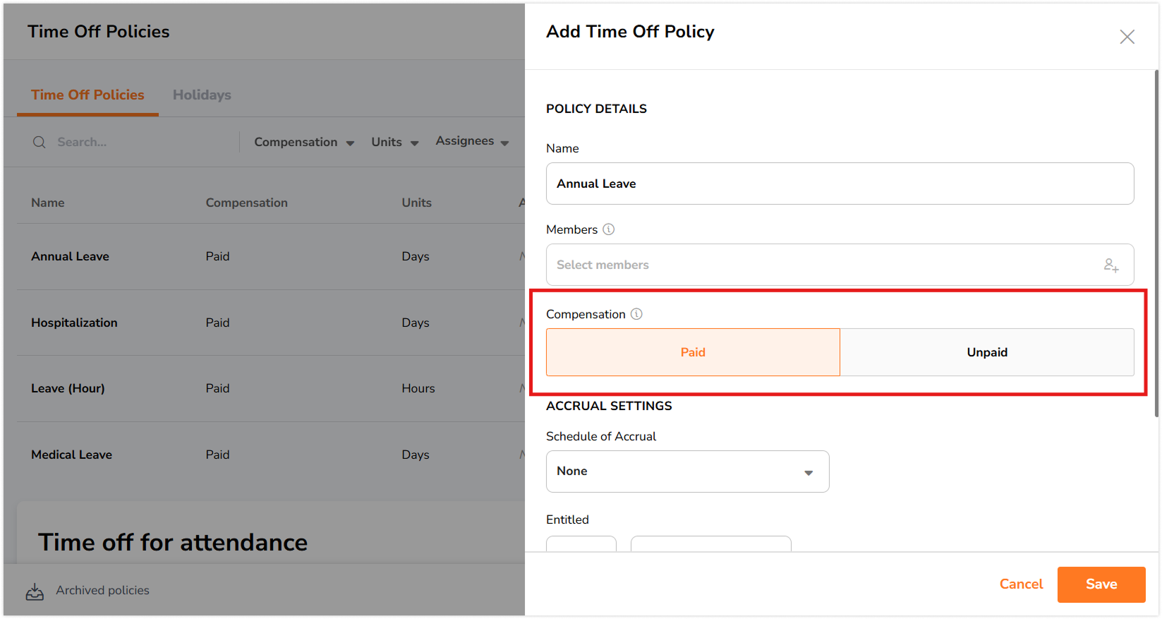 Can I make changes to time off policies?