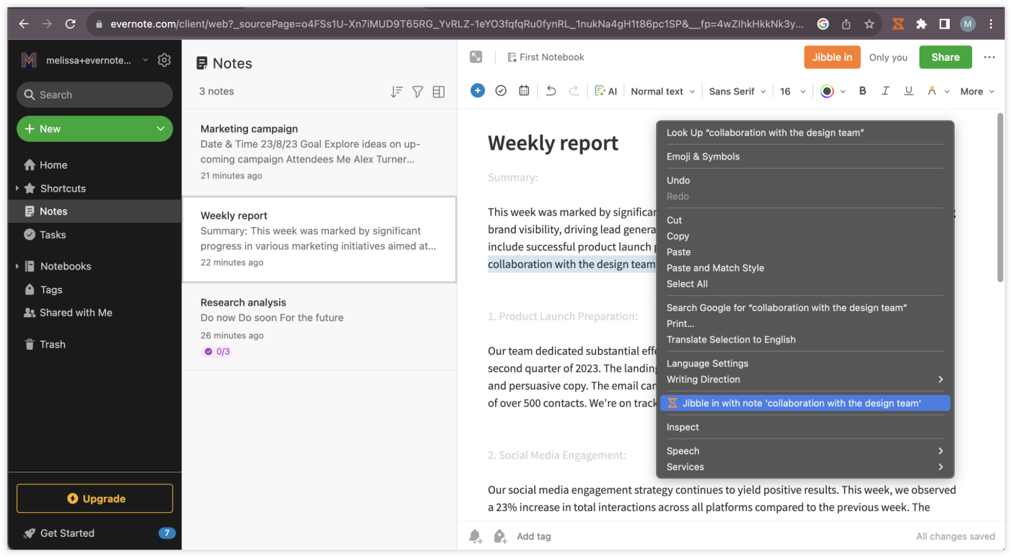 ¿Cómo registro el tiempo en Evernote?