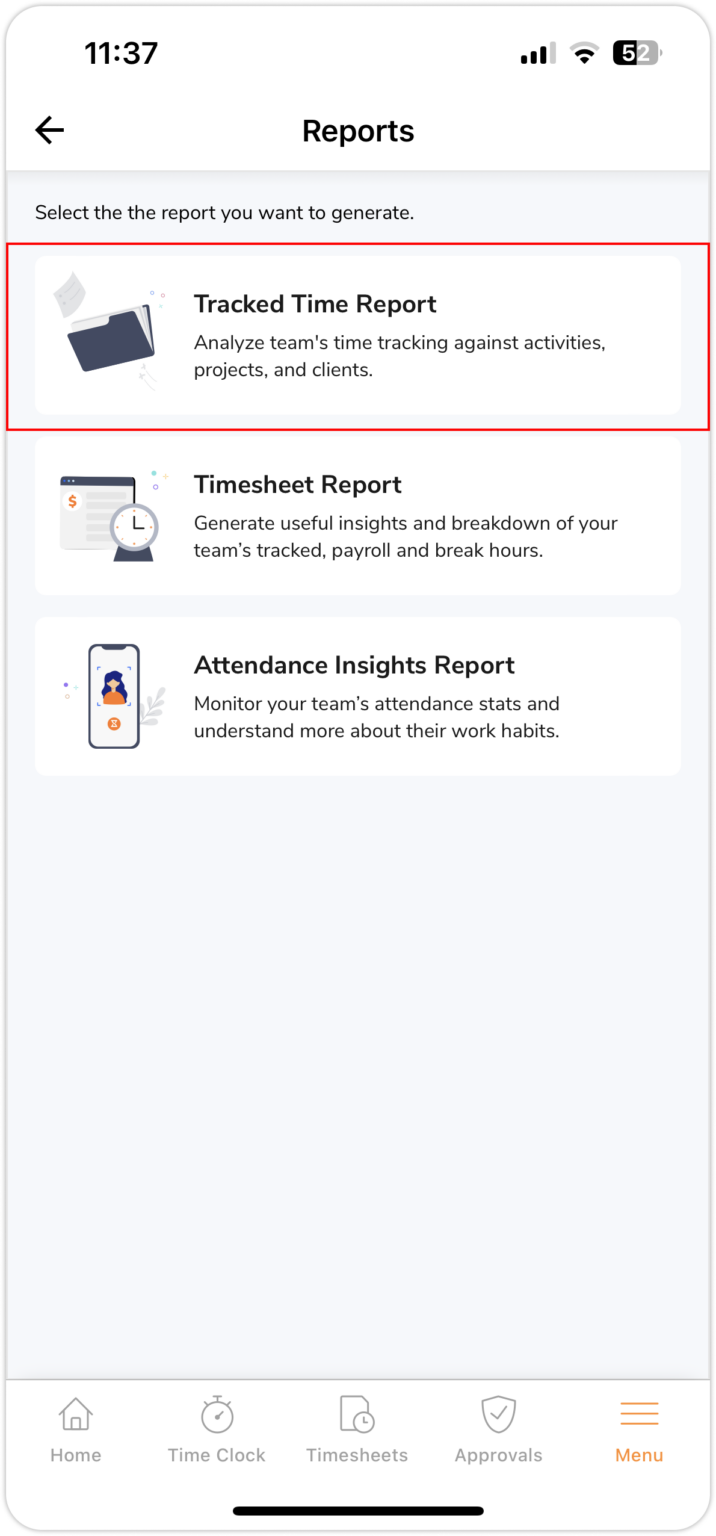 How do I export reports via the mobile app?
