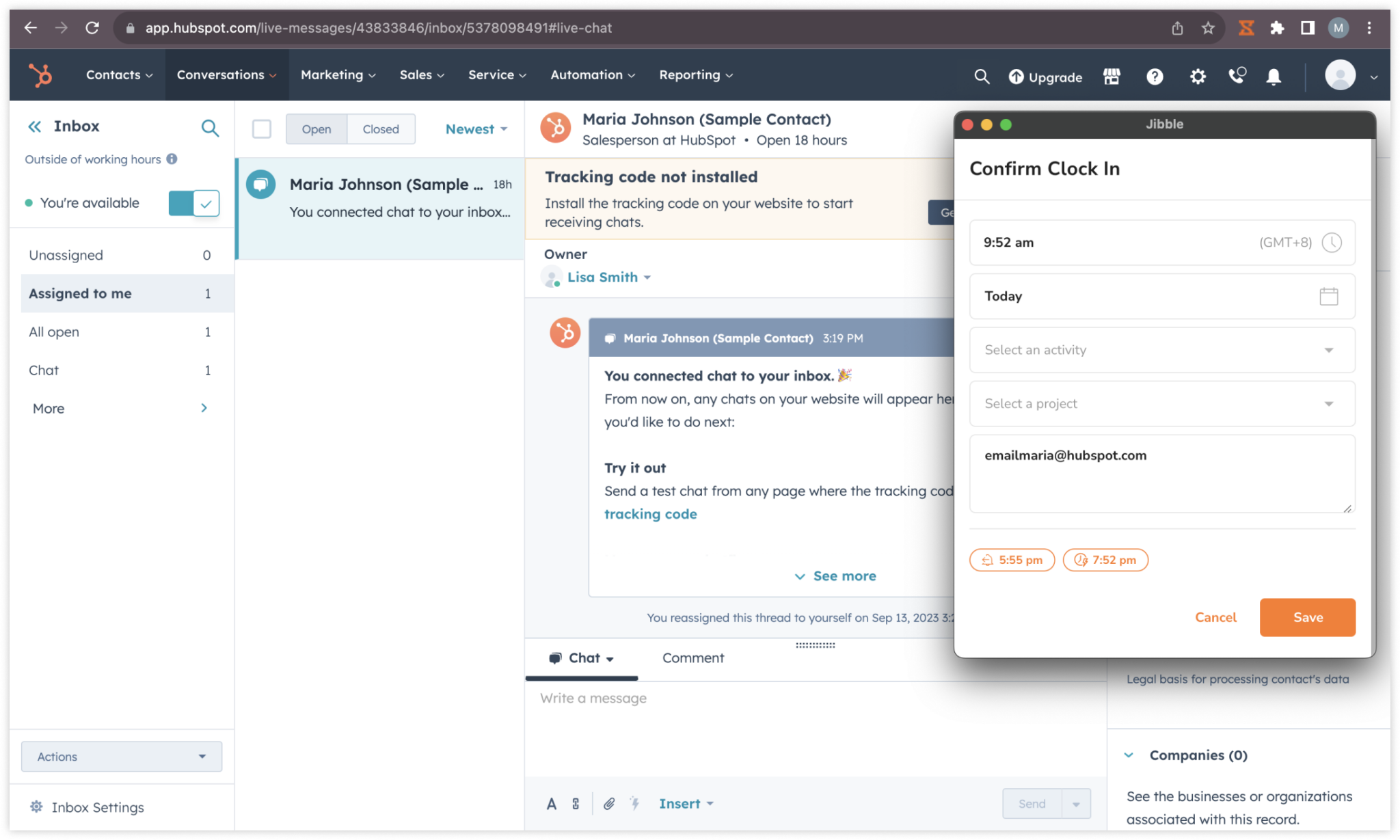How do I track time in HubSpot?