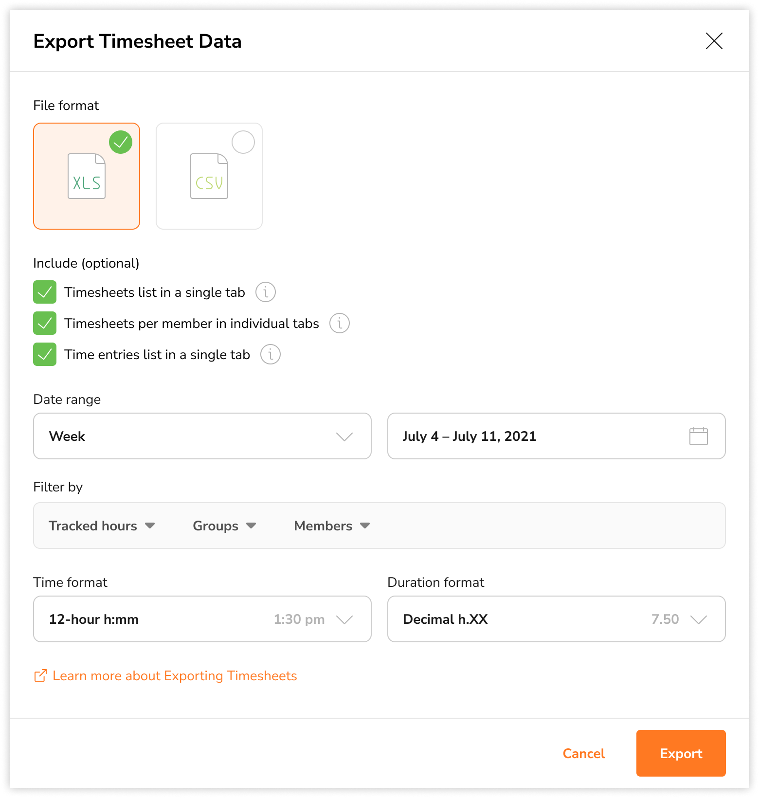 Exporting timesheet reports | Jibble