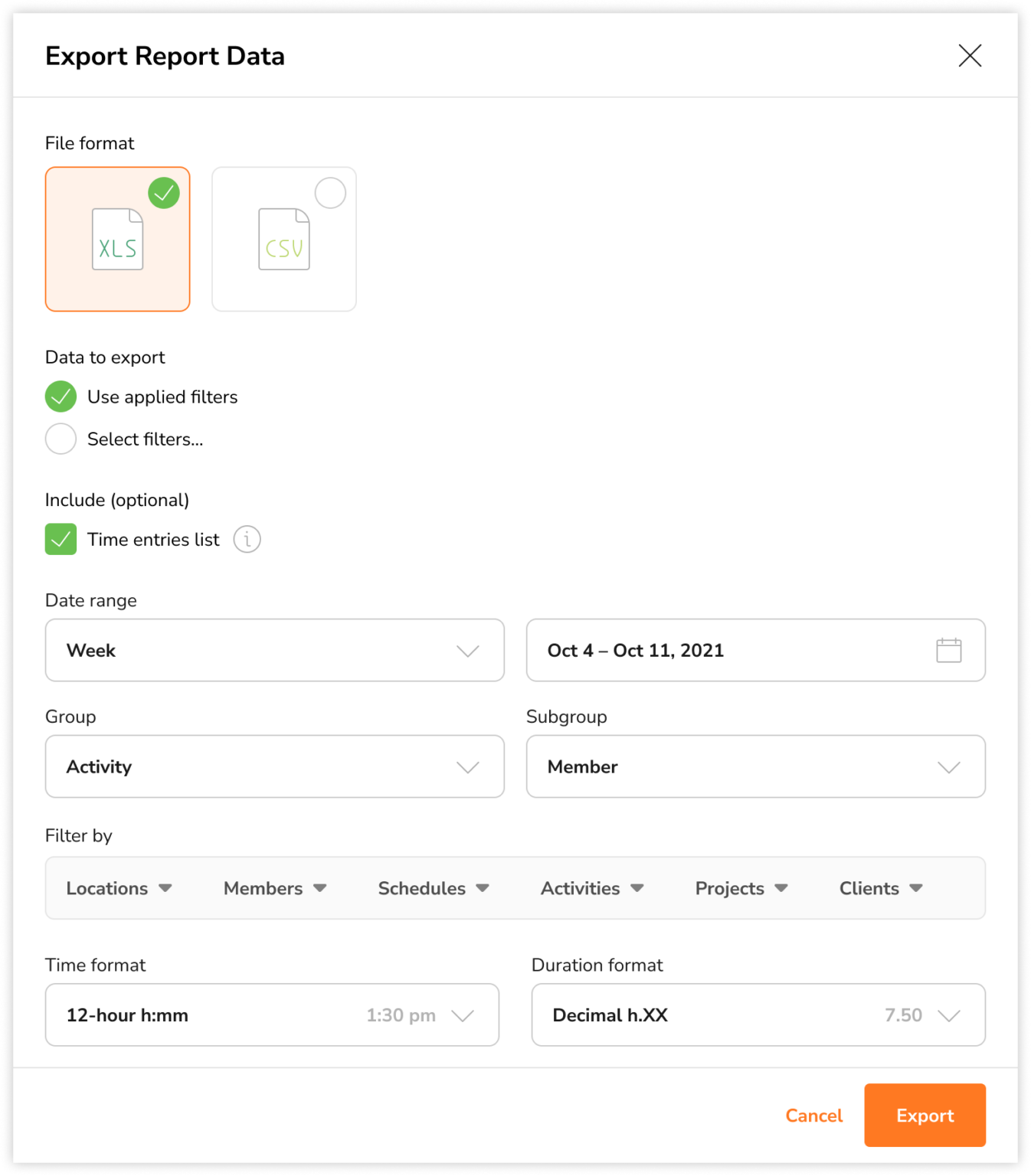 What types of reports can be exported?