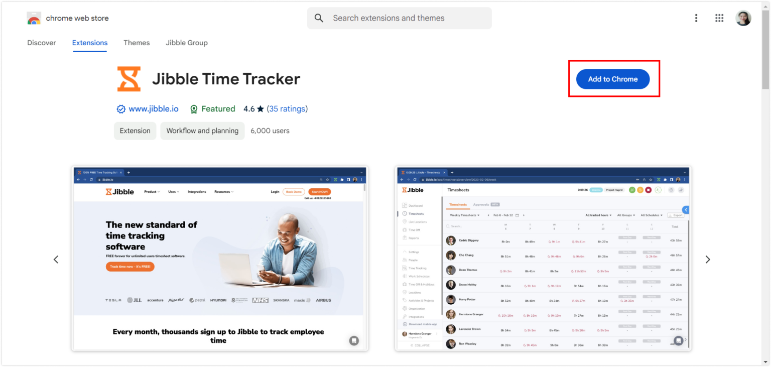 Using Jibble's Chrome Timer Extension