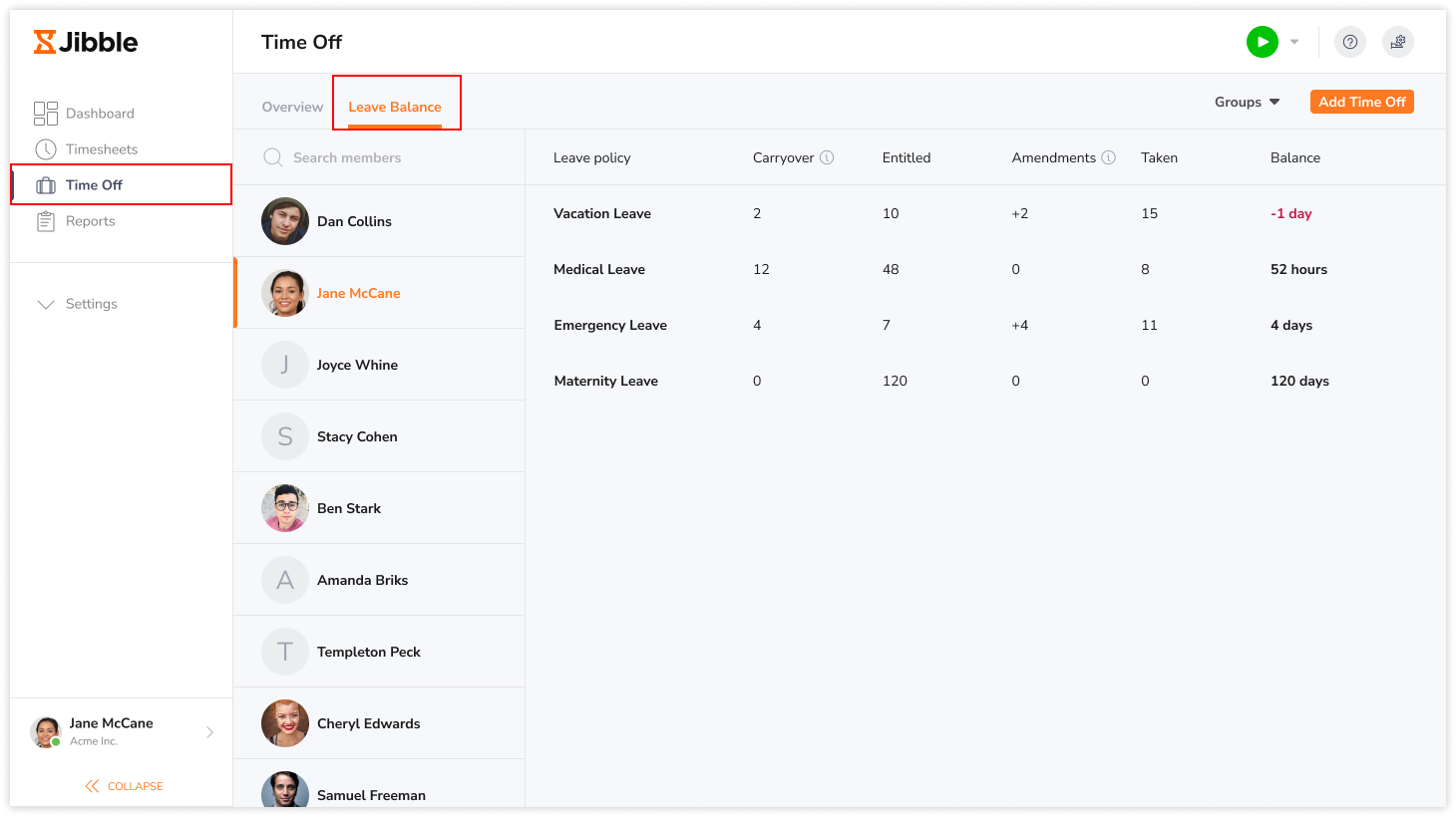 How to adjust leave balances for employees?
