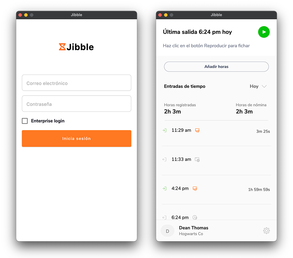 Empezar a usar la app de control horario Jibble para Mac