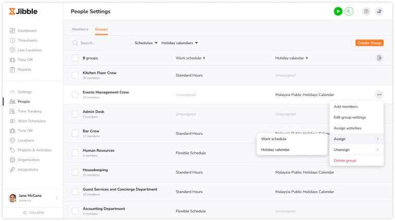 Understanding member assignments in Jibble