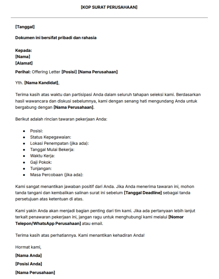 Contoh Offering Letter | Jibble 2025