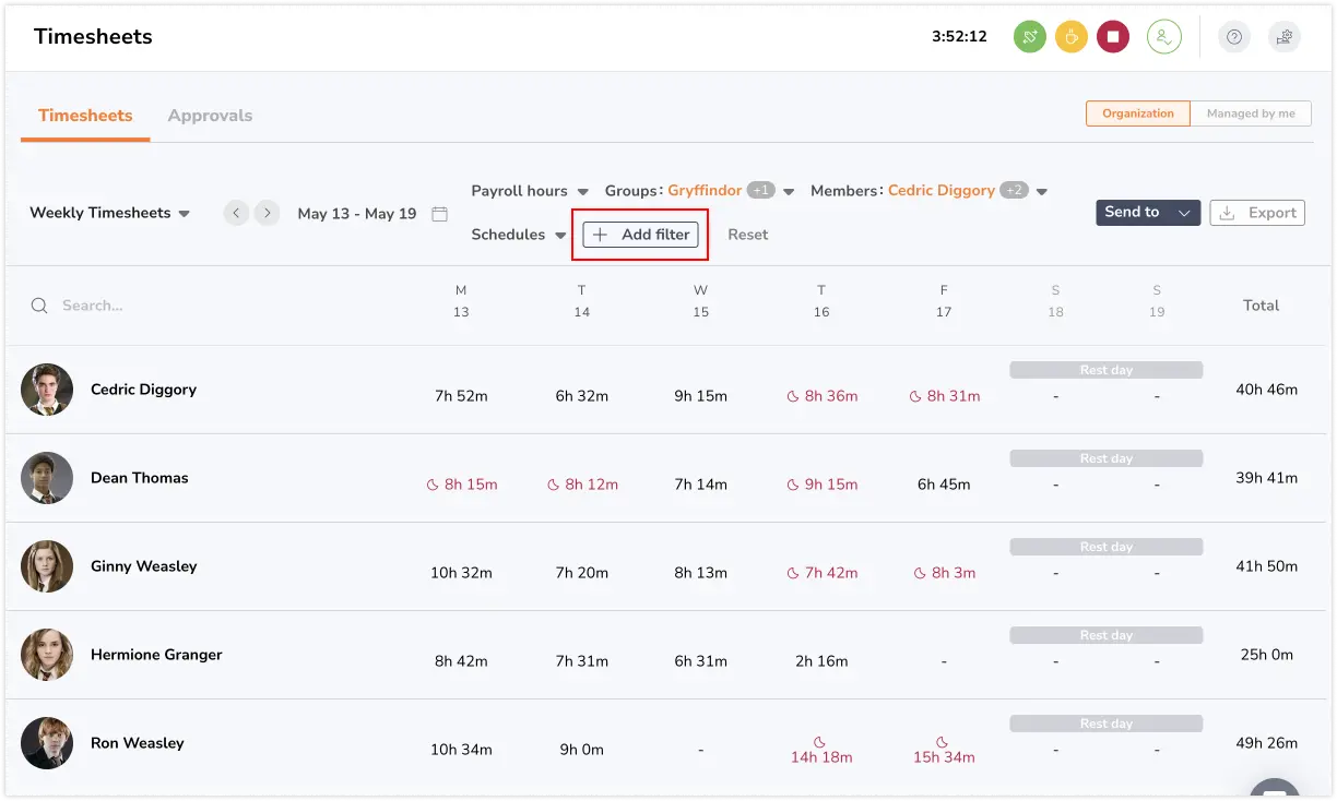How to filter timesheets? | Jibble