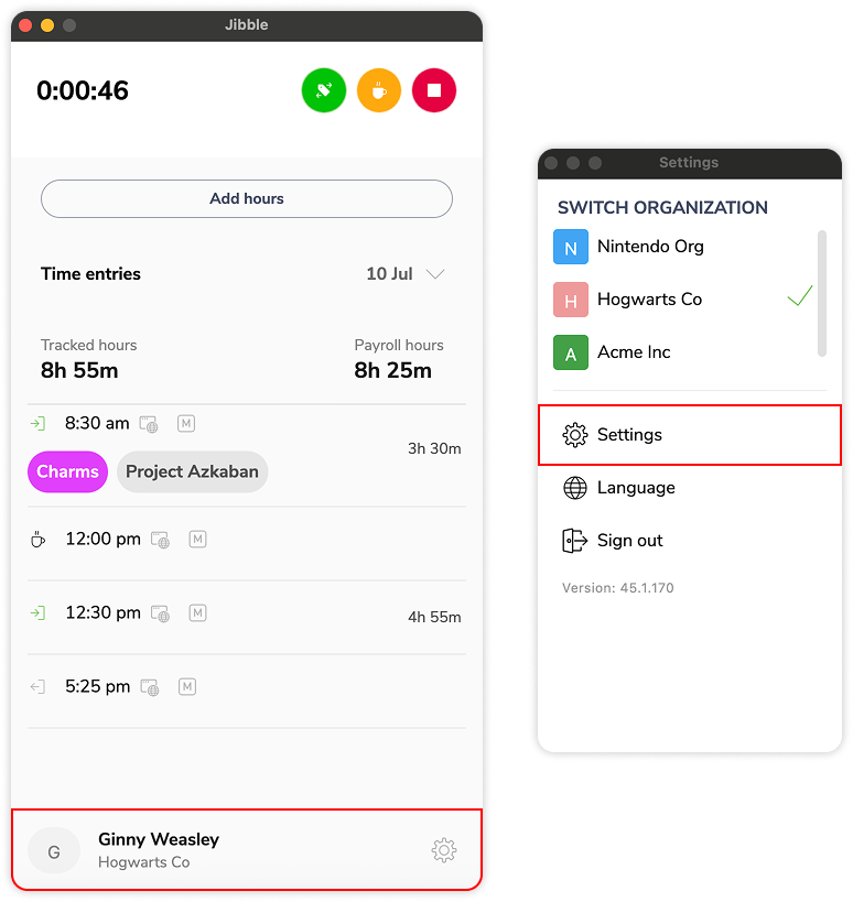 How do I track time automatically on Jibble's desktop app?