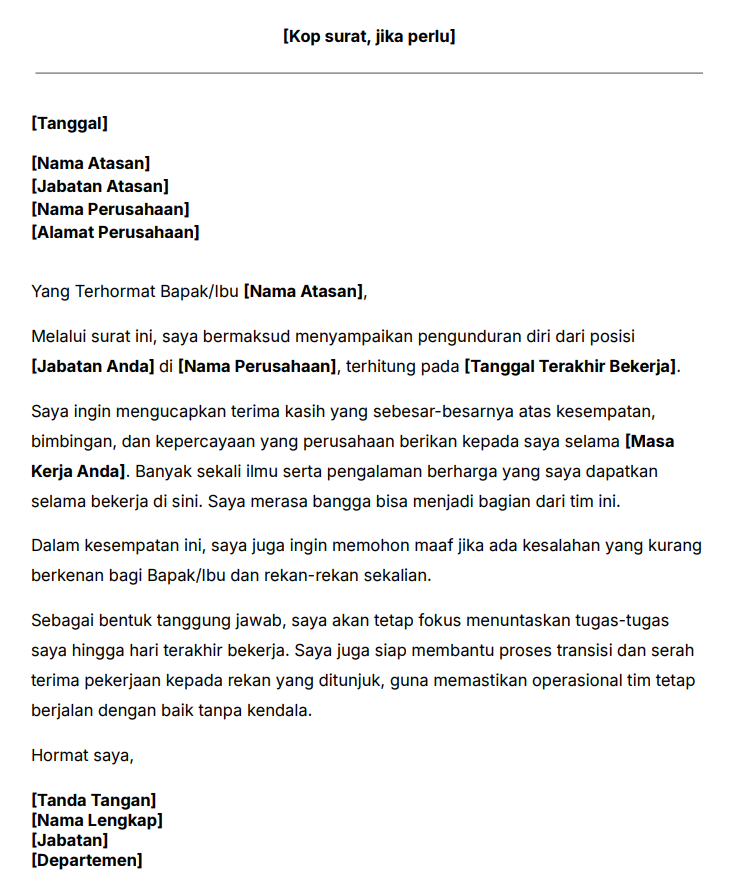Contoh Surat Pengunduran Diri | 2025